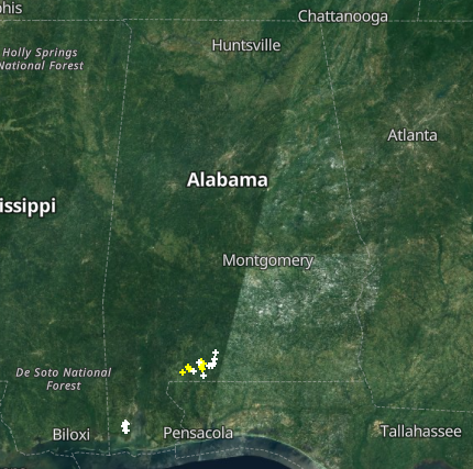 Alabama Lightning Tracker | Live Detector Map and Strikes in Real Time