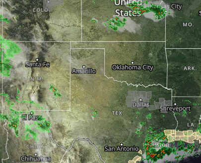 Southern Plains Weather Doppler Radar and Satellite Map