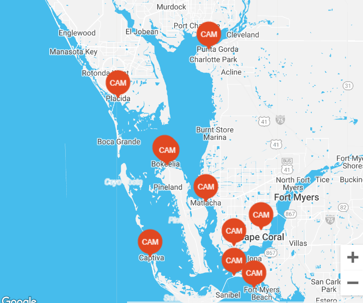 SW Florida Live Streaming Webcams Map