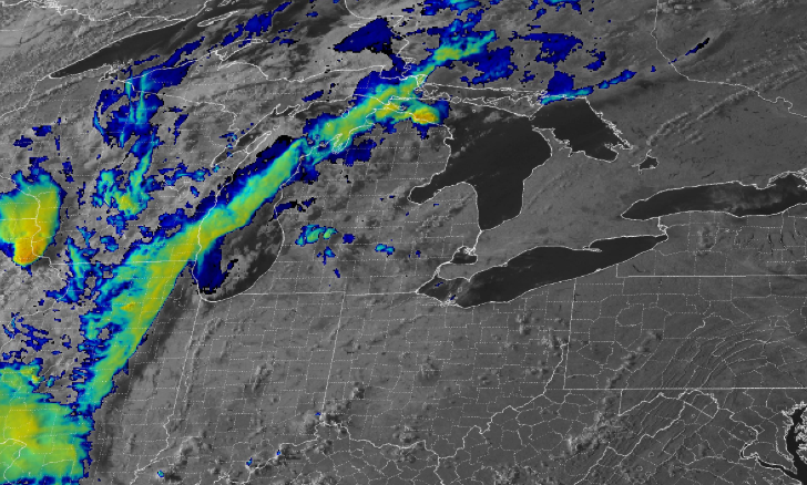 Great Lakes Weather Satellite RGB Sandwich